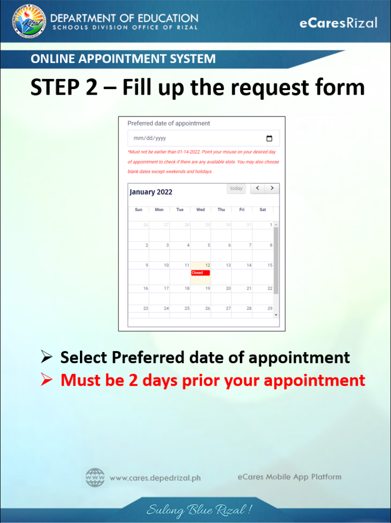 Online Appointment System | DEPARTMENT OF EDUCATION